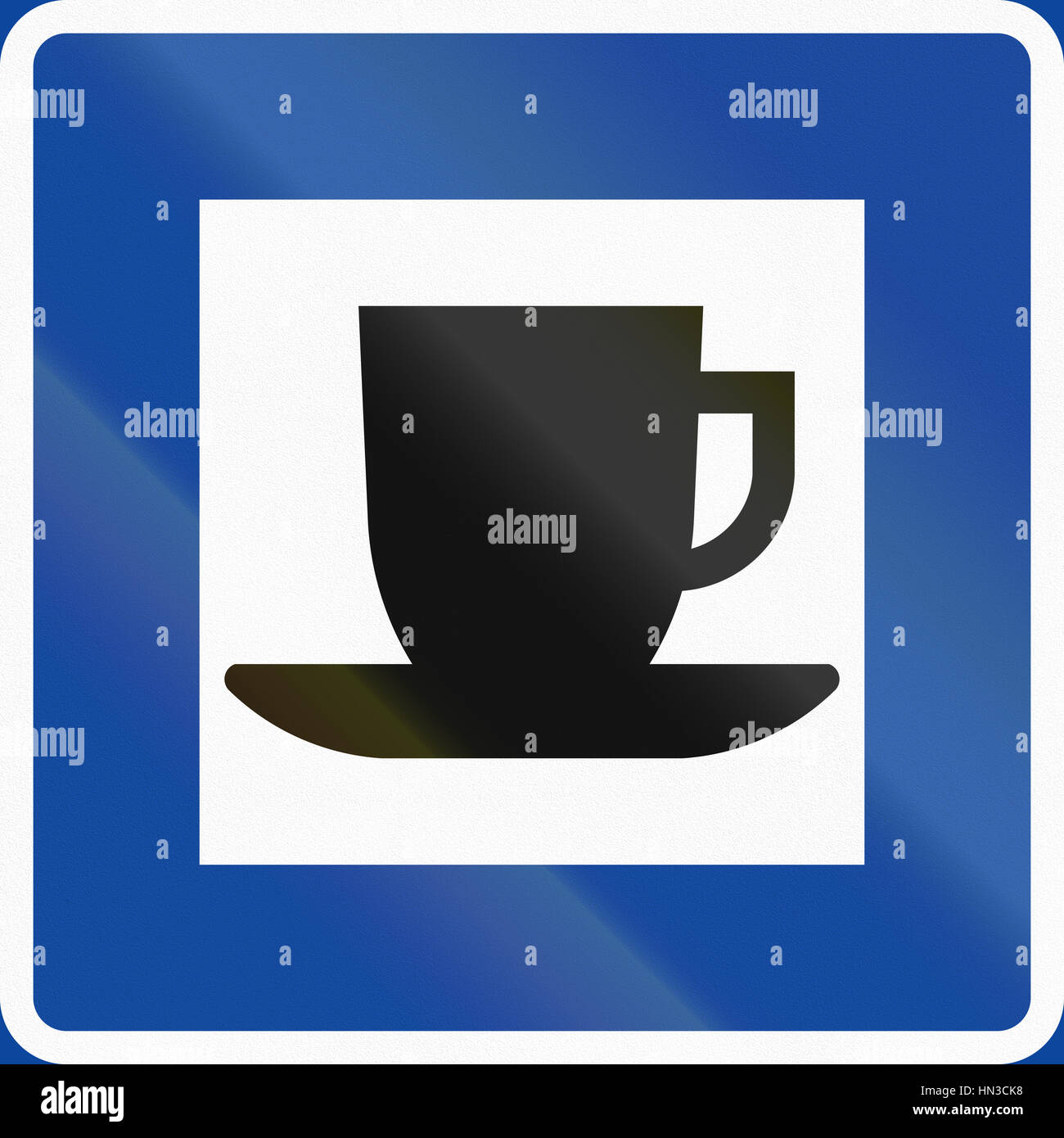 Road sign used in Sweden - Refreshments Stock Photo - Alamy