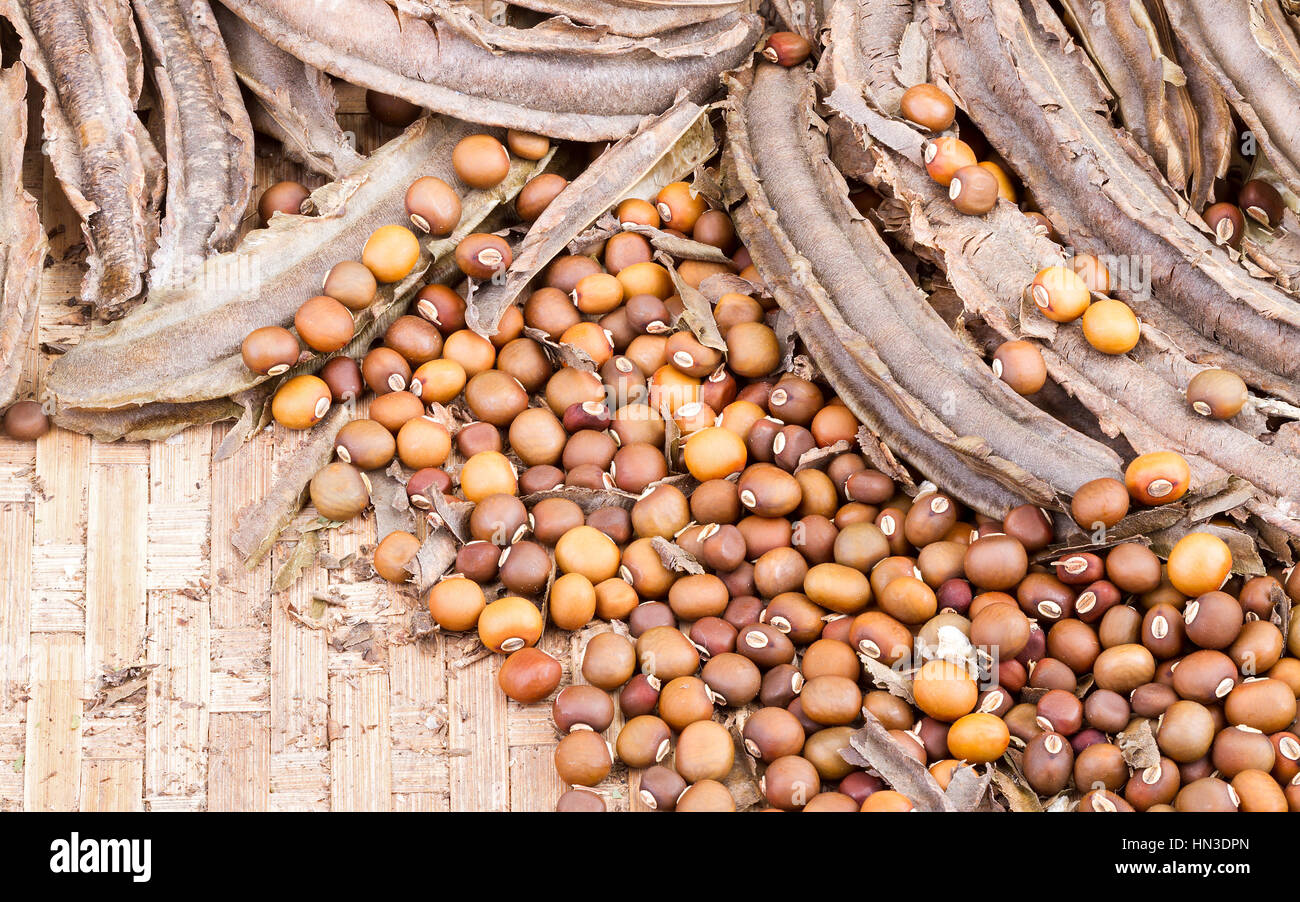 dried Winged Bean seed and bean pod on bamboo basket Stock Photo - Alamy