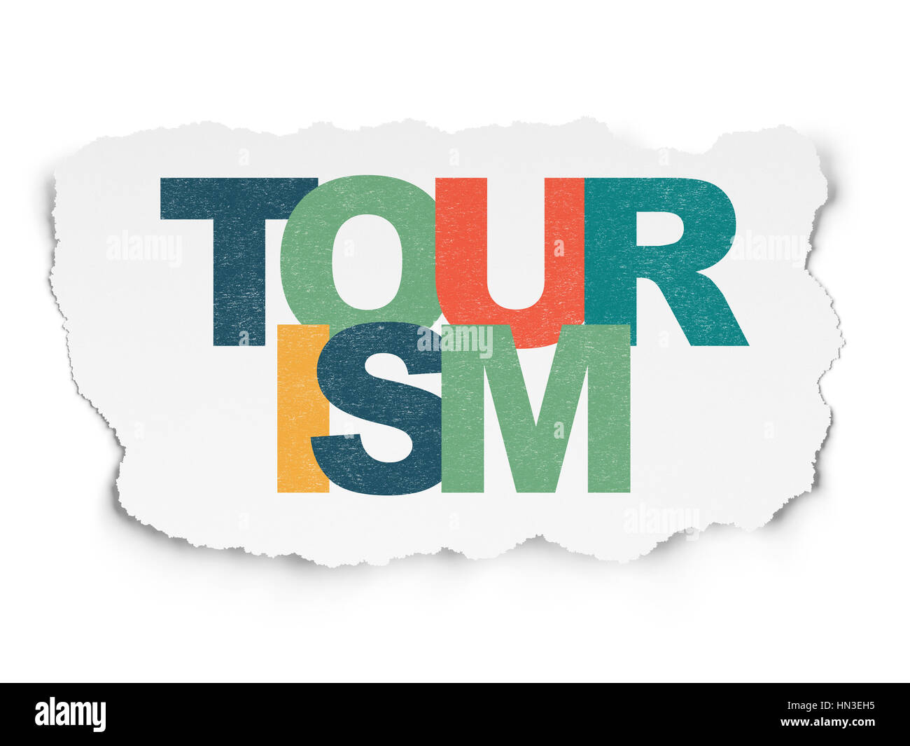 Travel concept: Painted multicolor text Tourism on Torn Paper ...