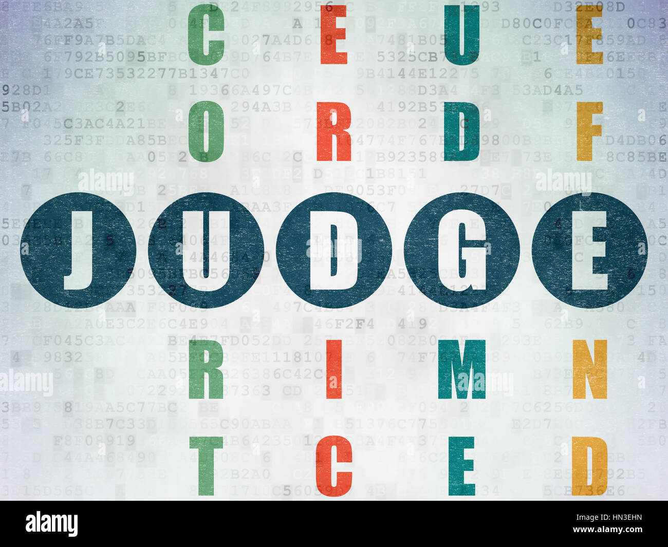 Law concept: Painted blue word Judge in solving Crossword Puzzle on ...
