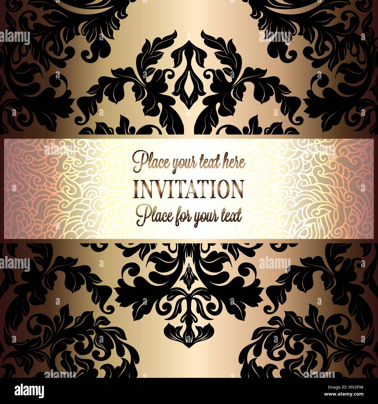 Baroque background with antique, luxury black and gold vintage frame ...