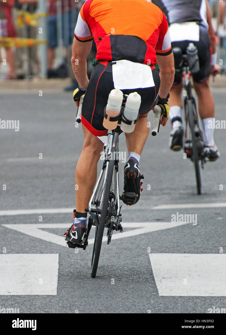 Unrecognizable professional cyclists during the bicycle competition ...