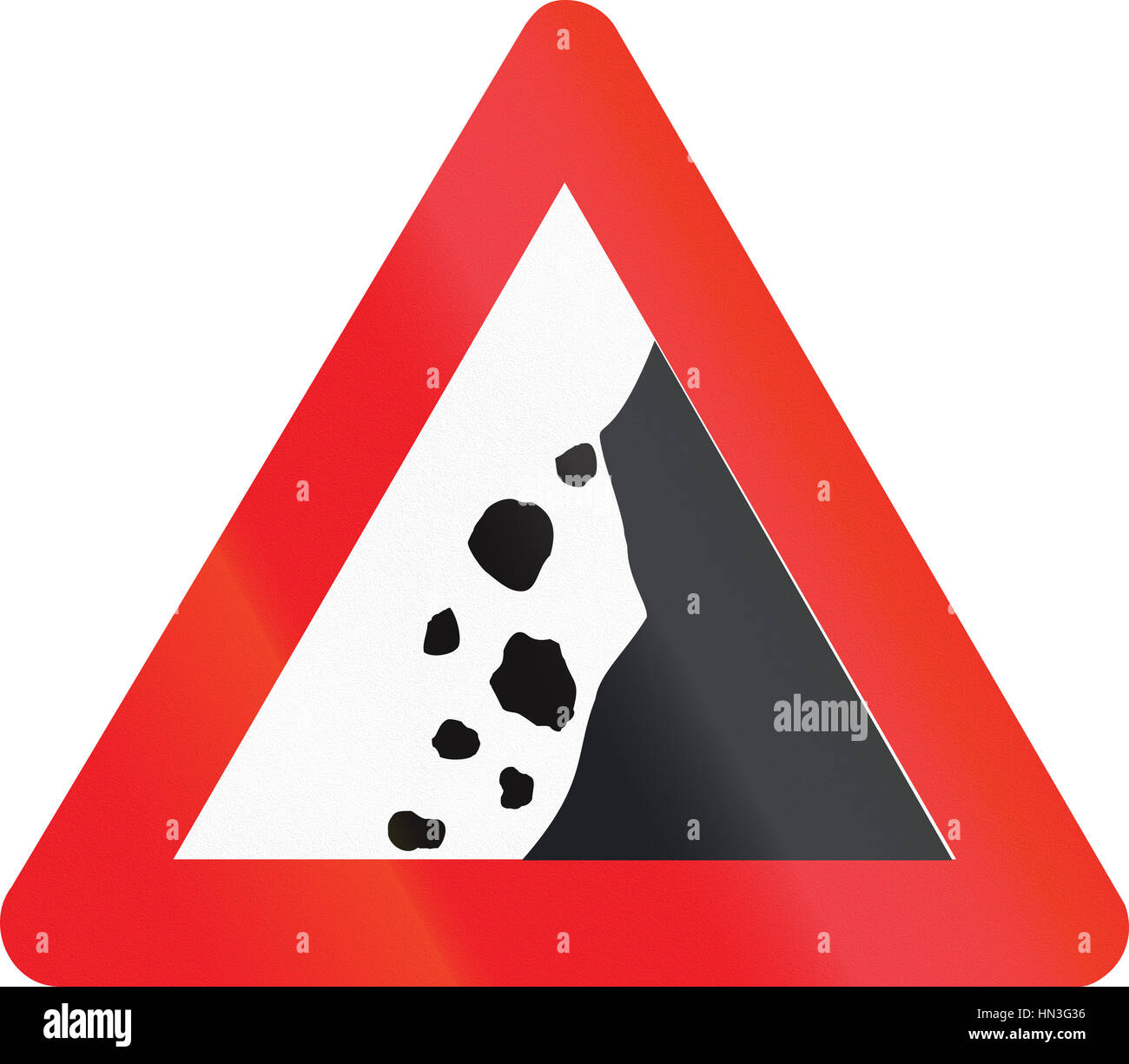 Belgian warning road sign - falling rocks Stock Photo - Alamy