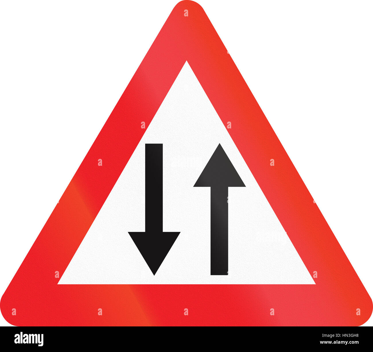 Two way traffic sign on white triangle hi-res stock photography and ...