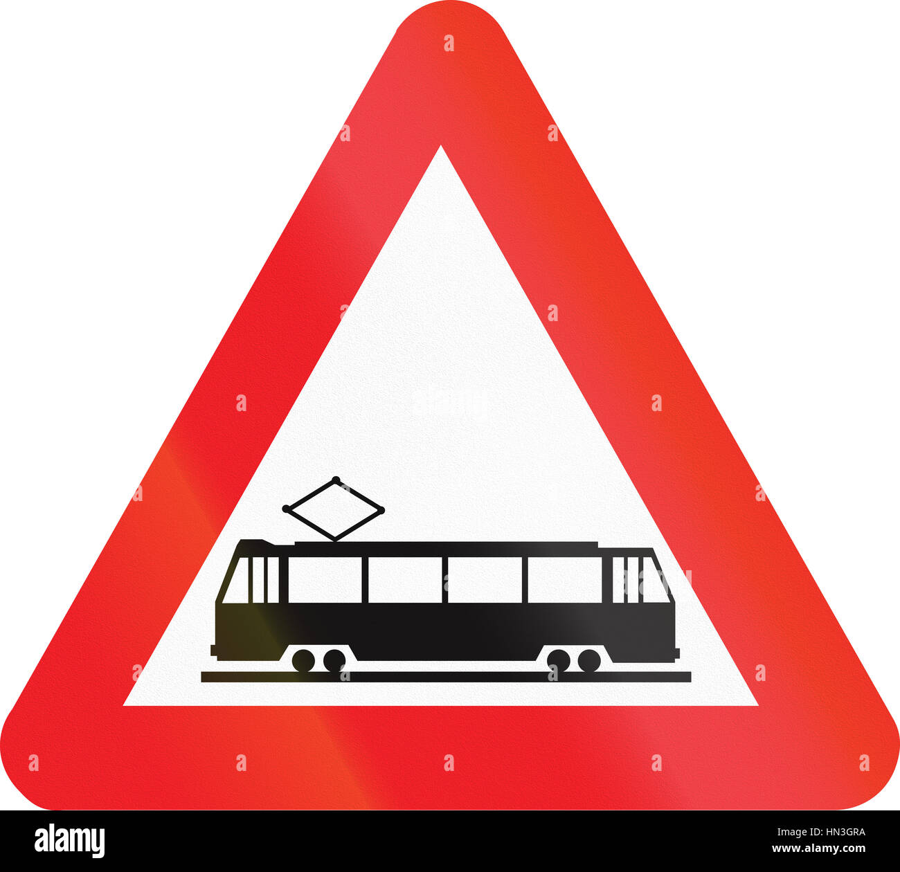Traffic Sign Tram On Road Stock Photos & Traffic Sign Tram On Road ...