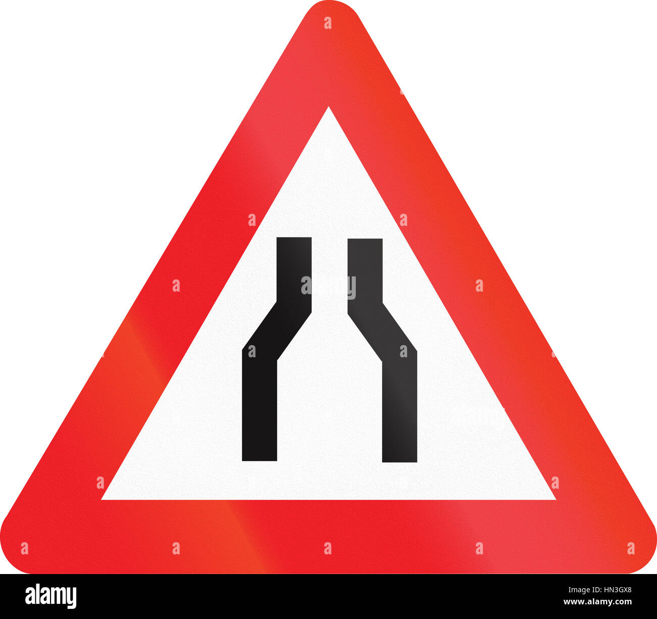 Road narrows on both sides sign hi-res stock photography and images - Alamy