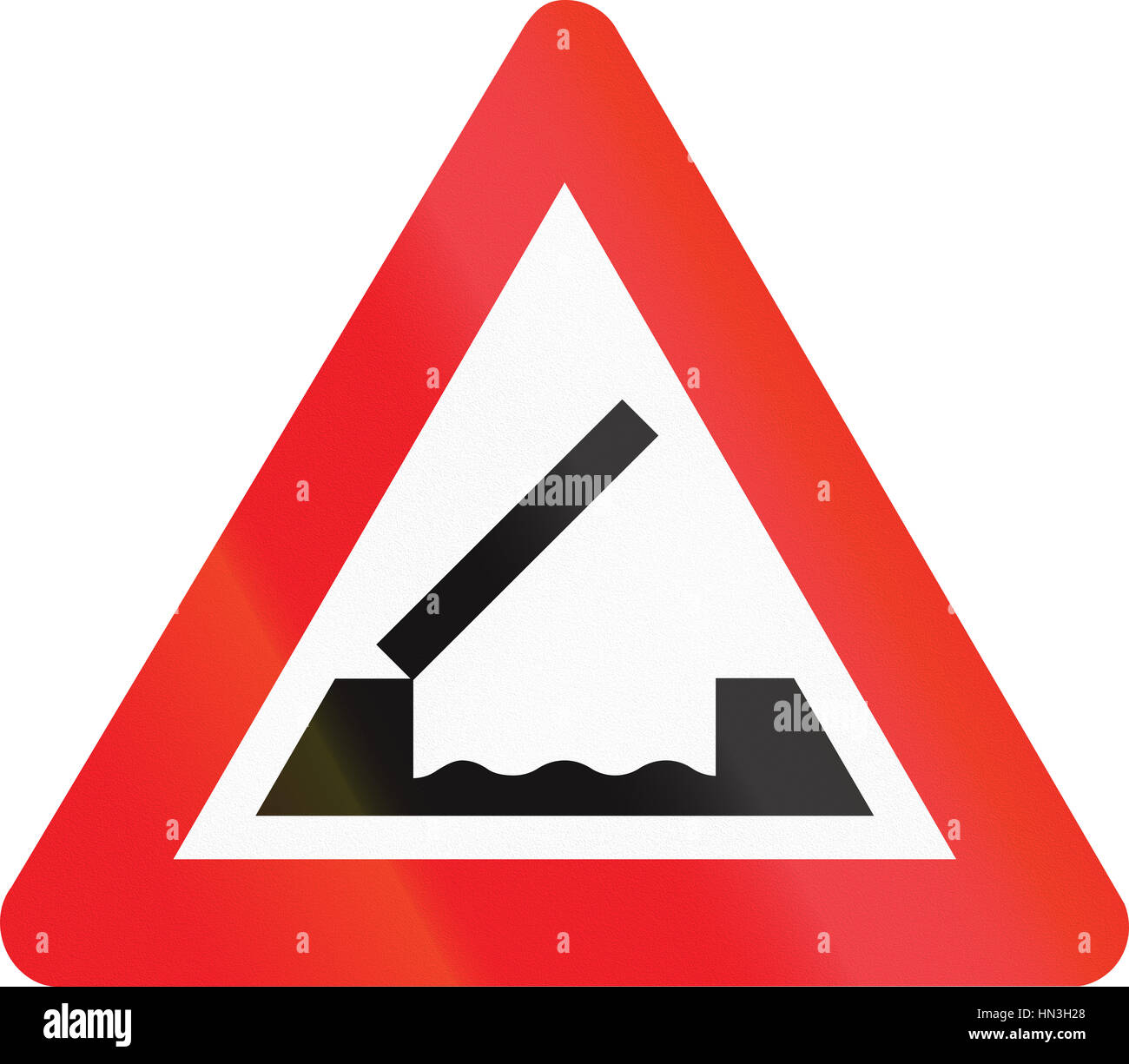 Belgian warning road sign - Opening or swing bridge ahead Stock Photo ...