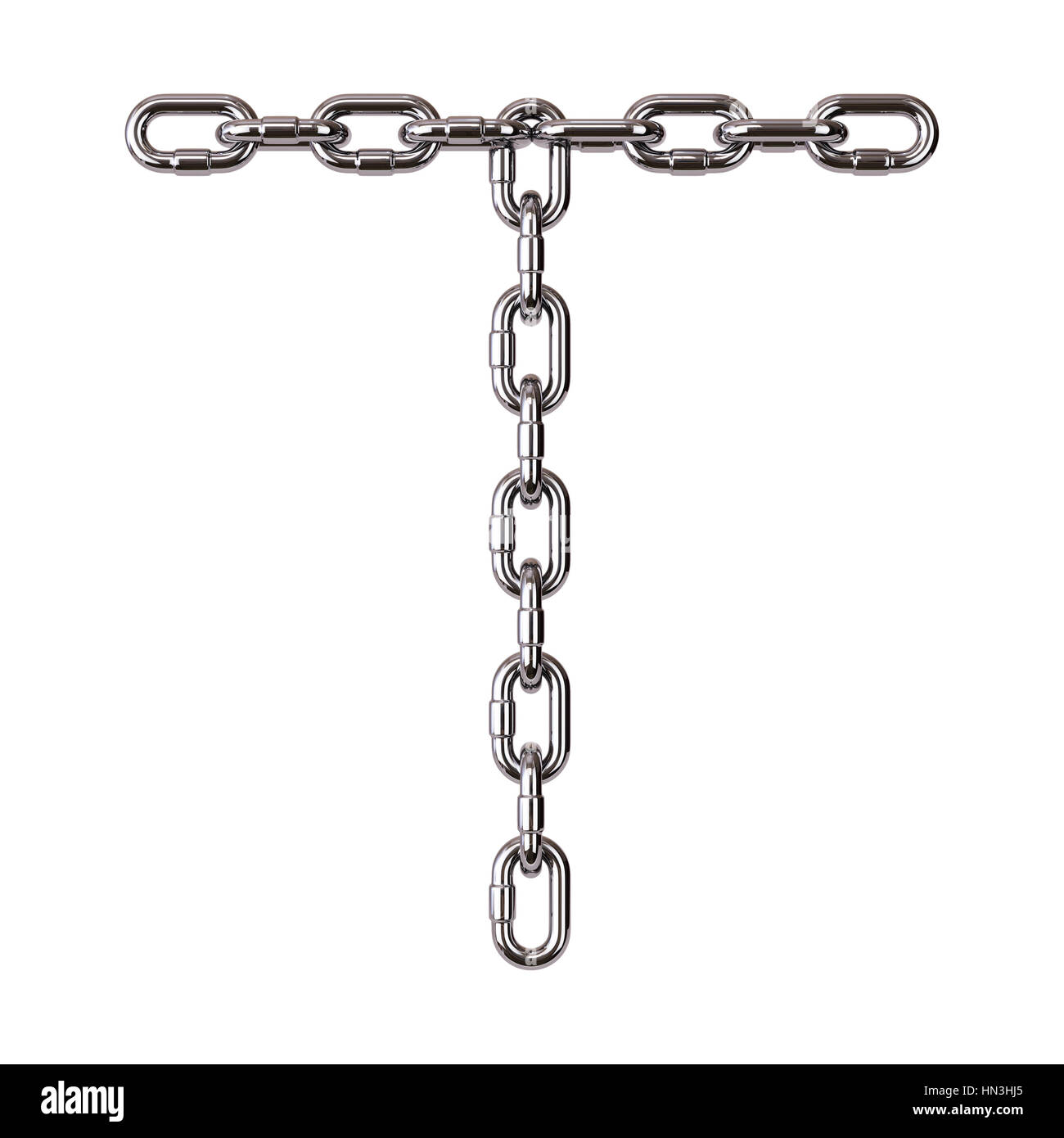 Font T chrome metal alphabet letter chain. Isolated on white background ...