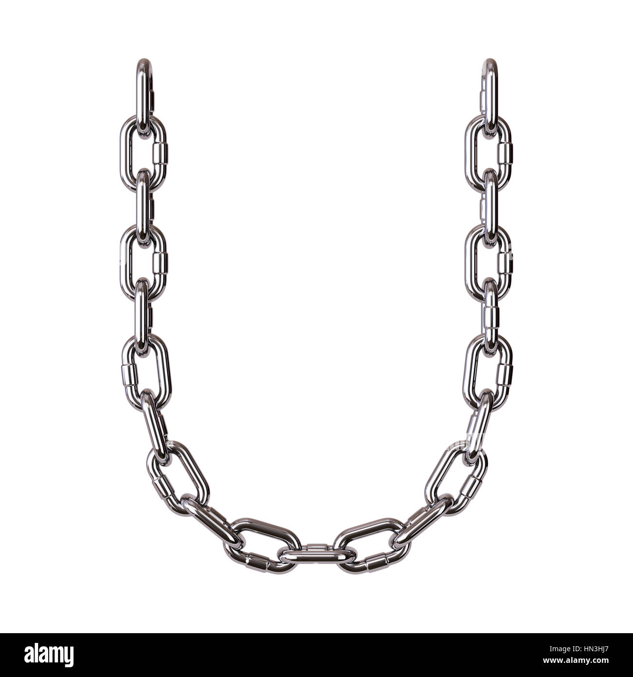 Font U chrome metal alphabet letter chain. Isolated on white background ...
