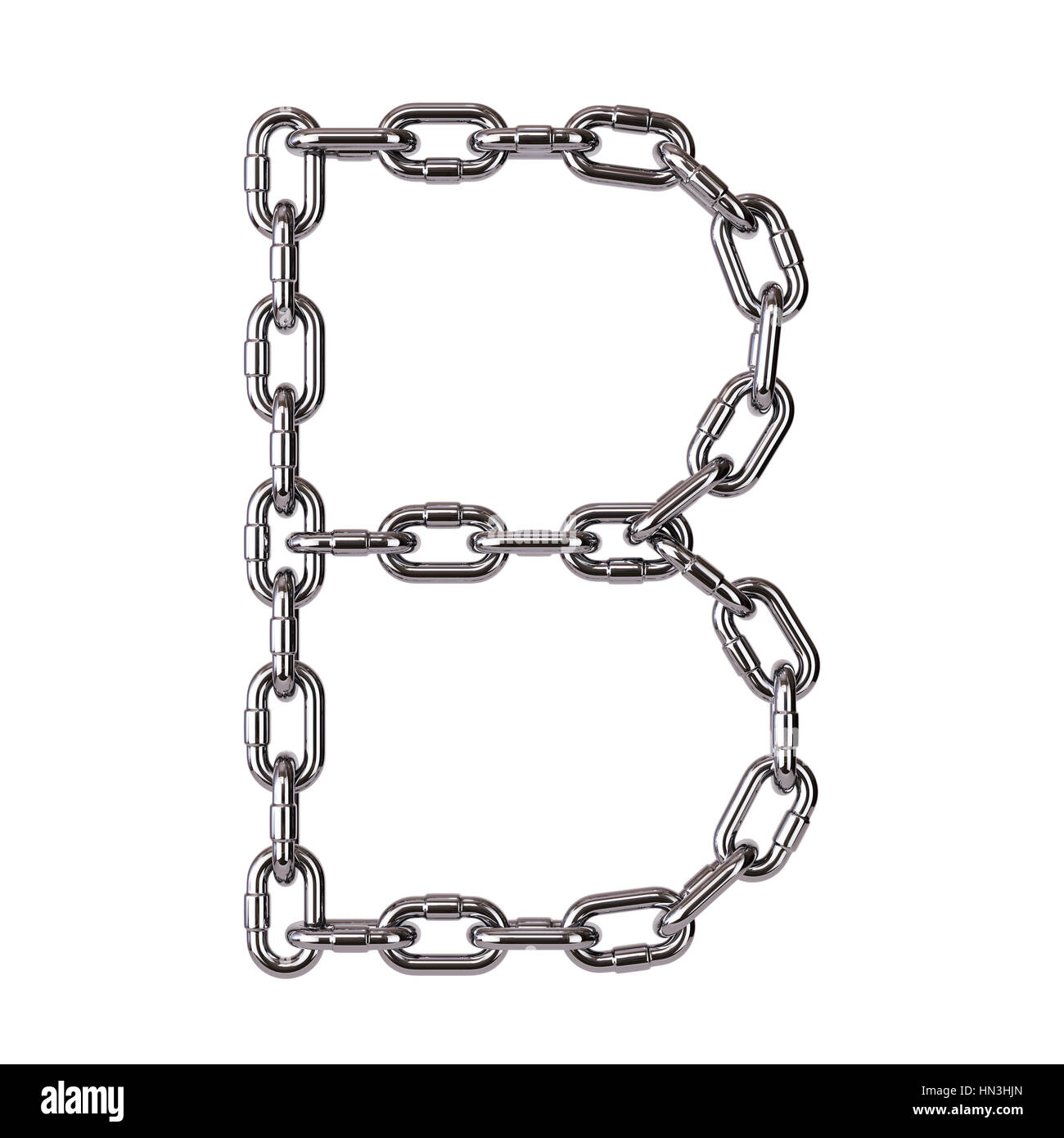 Font B chrome metal alphabet letter chain. Isolated on white background ...