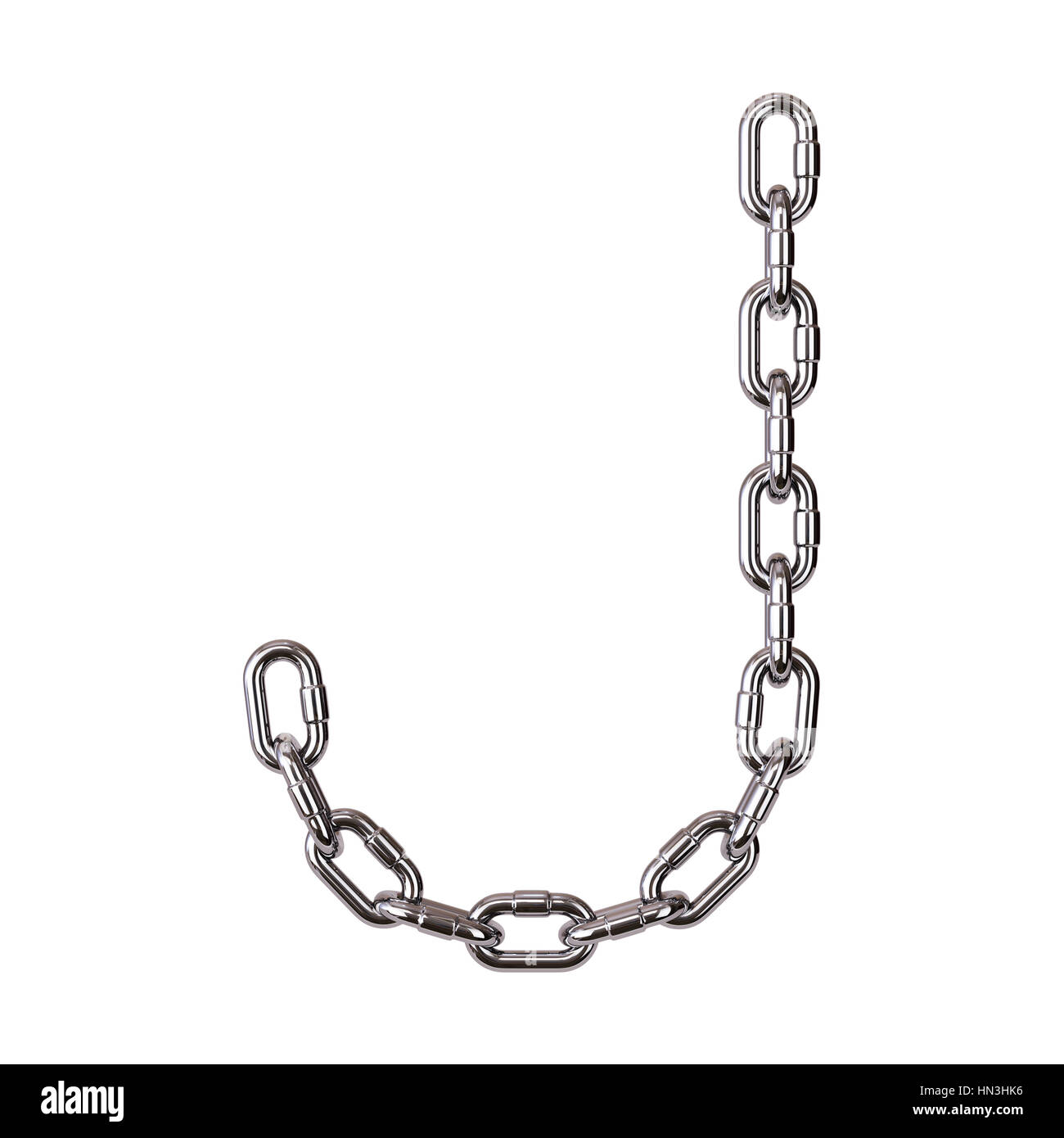 Font J chrome metal alphabet letter chain. Isolated on white background ...