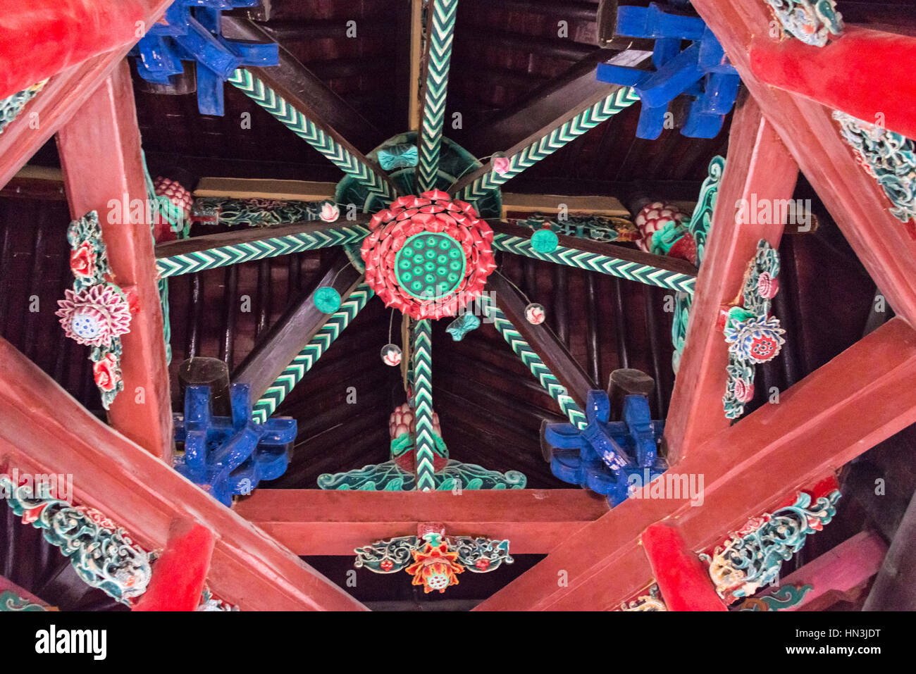 Ceiling inside ancient Guangyuelou Tower, Liaocheng, Shandong Province ...