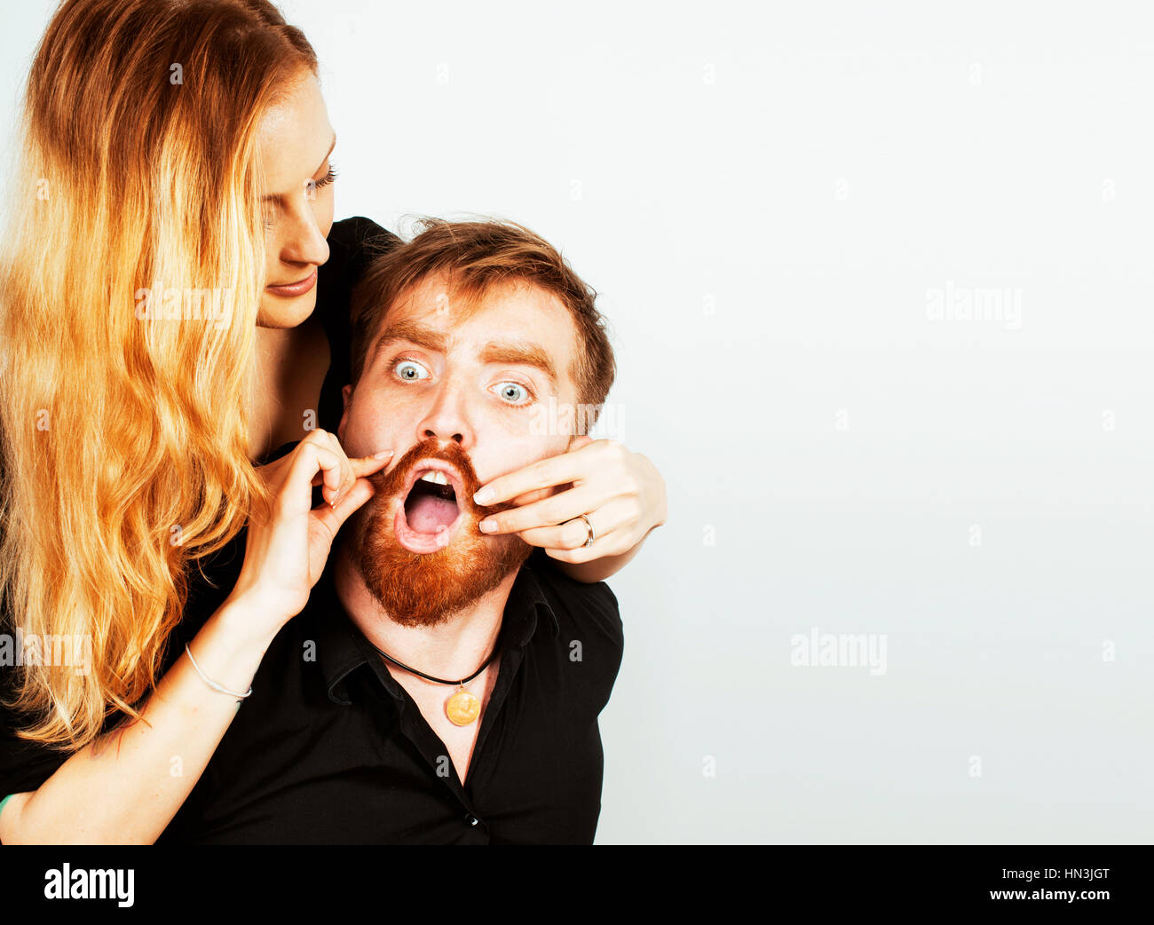 young tender couple, man and woman in love isolated on white, fo Stock ...