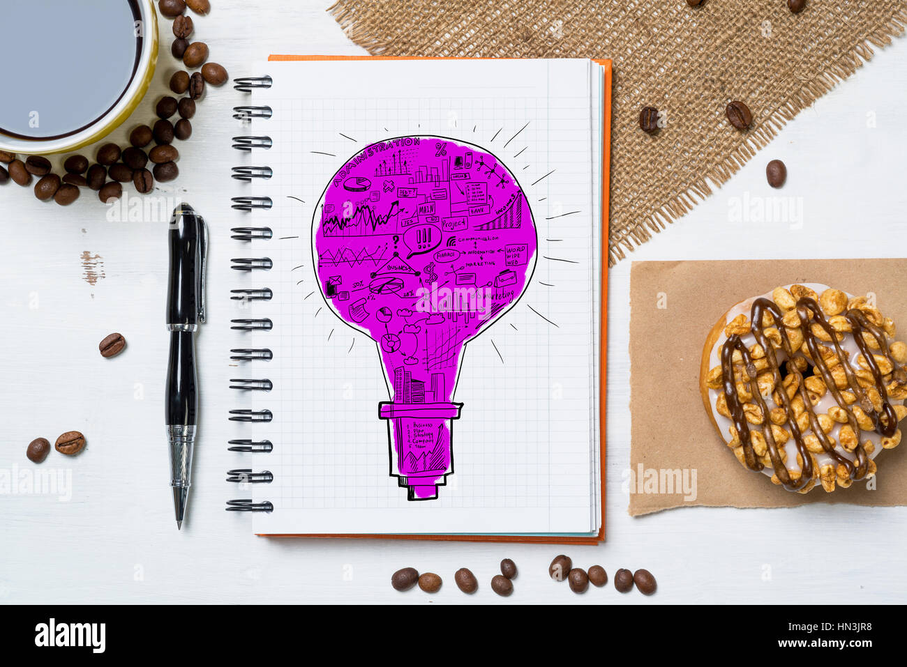 Notepad idea sketches coffee hi-res stock photography and images - Alamy