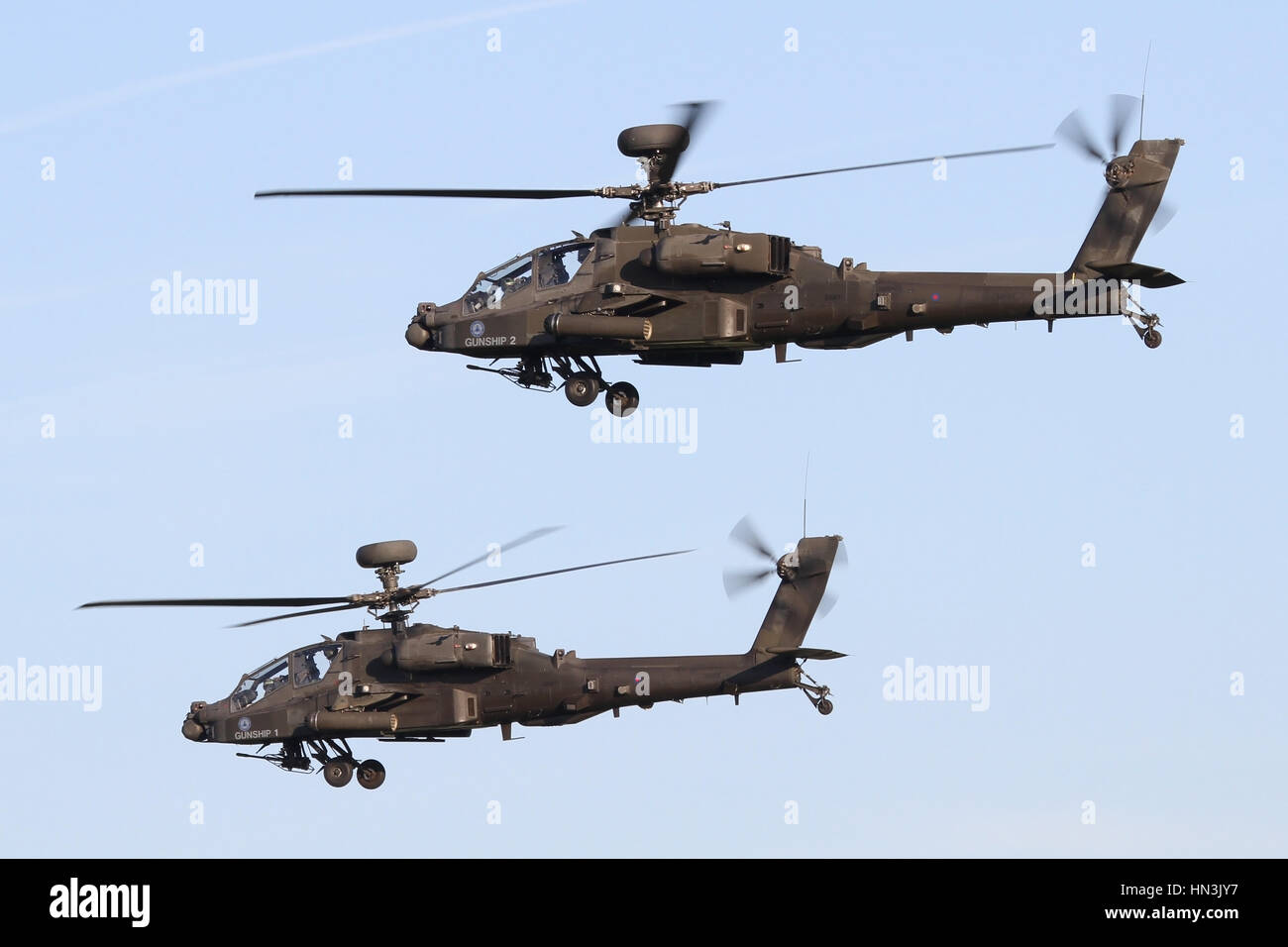 The Army Air Corps Apache Display team during a flypast, caught at ...