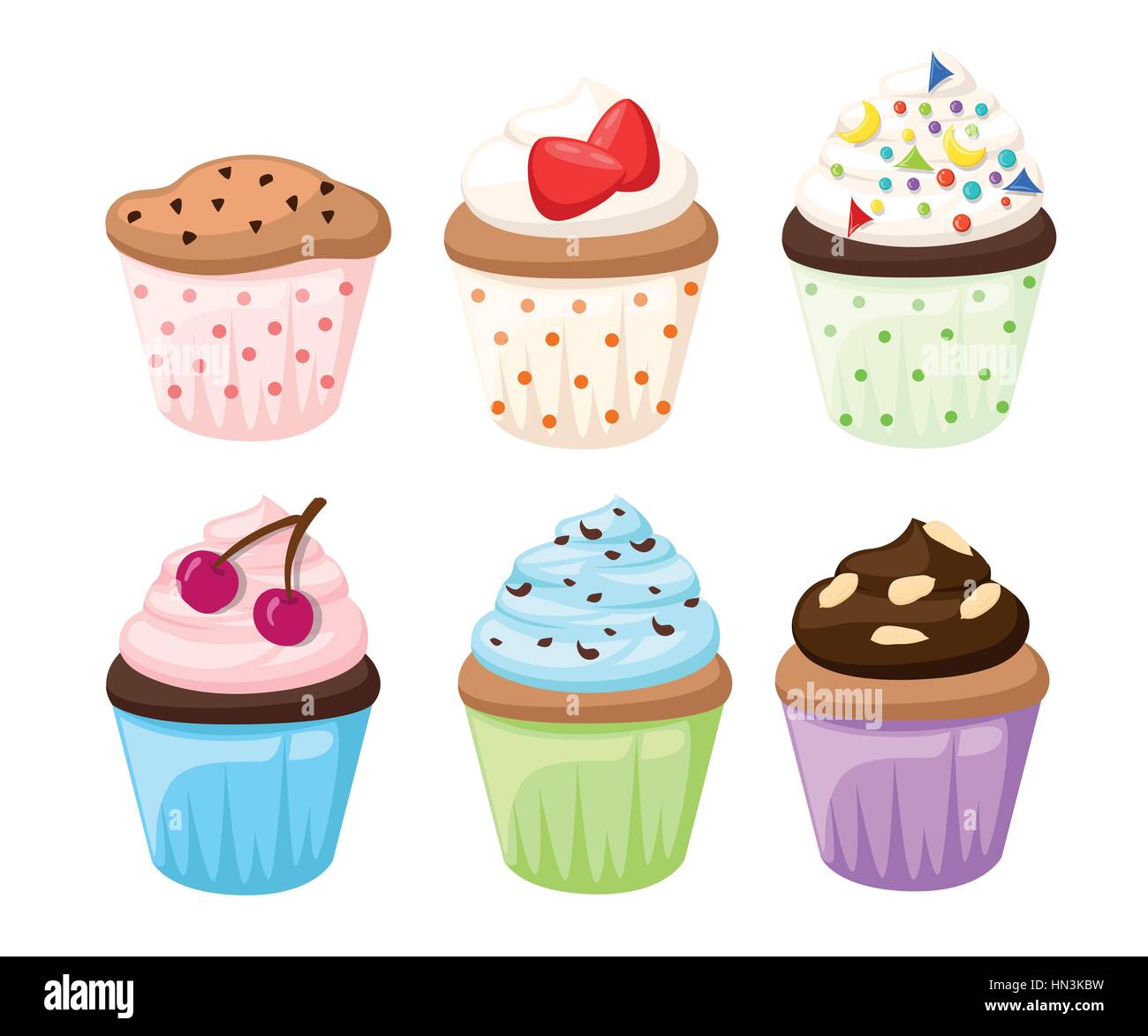 Cupcake vector set isolated Cake collectin sweet candy Stock Vector Image & Art - Alamy
