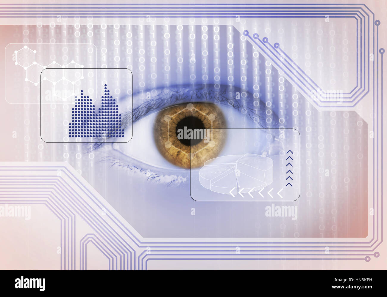 Close up of human eye on digital binary background Stock Photo - Alamy