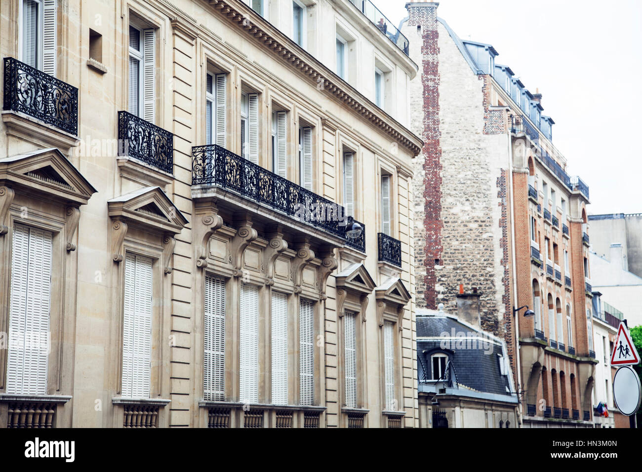 houses on french streets of Paris. citylife concept Stock Photo - Alamy