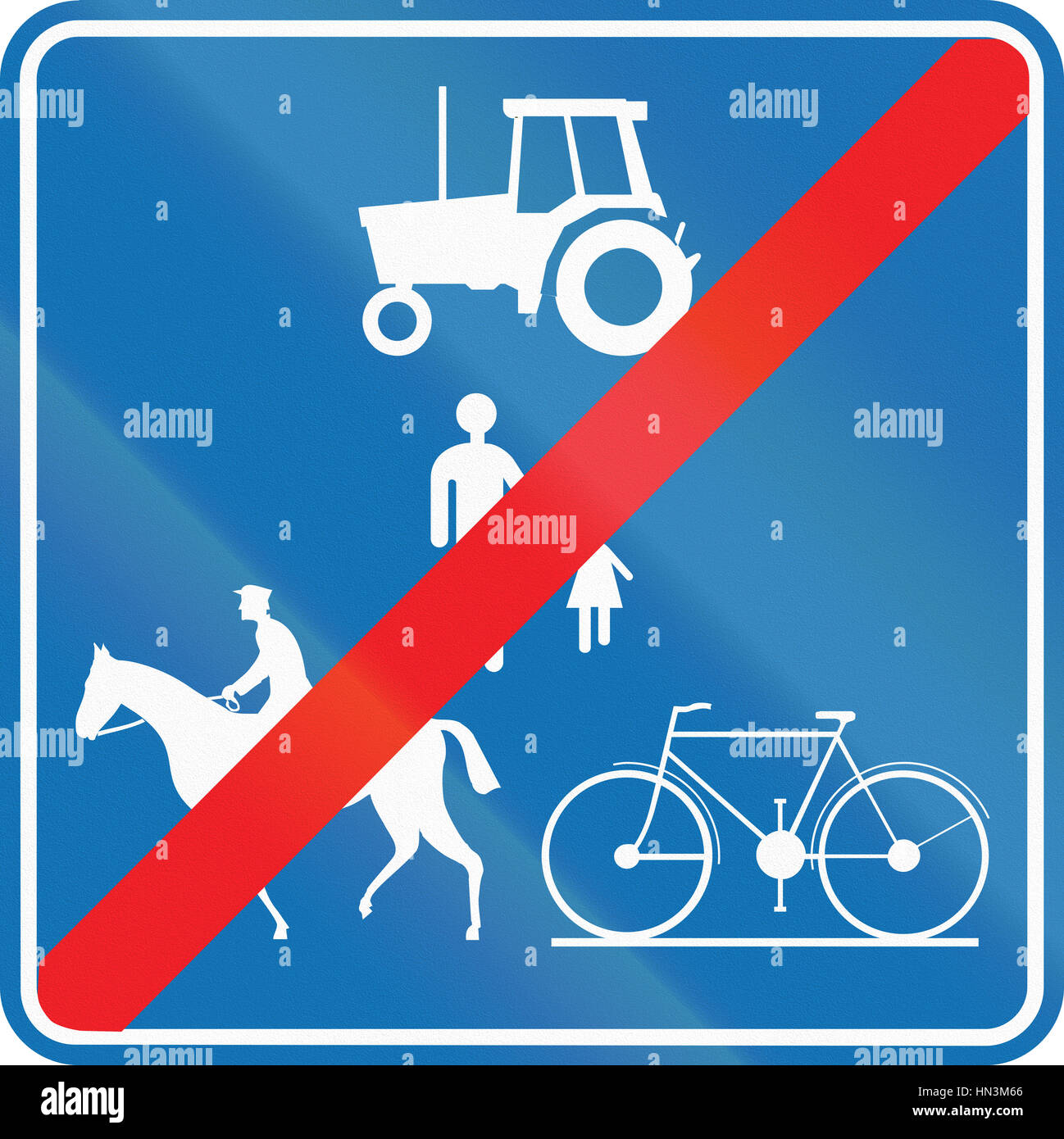 Road sign used in Belgium - End of path for pedestrians, cyclists ...