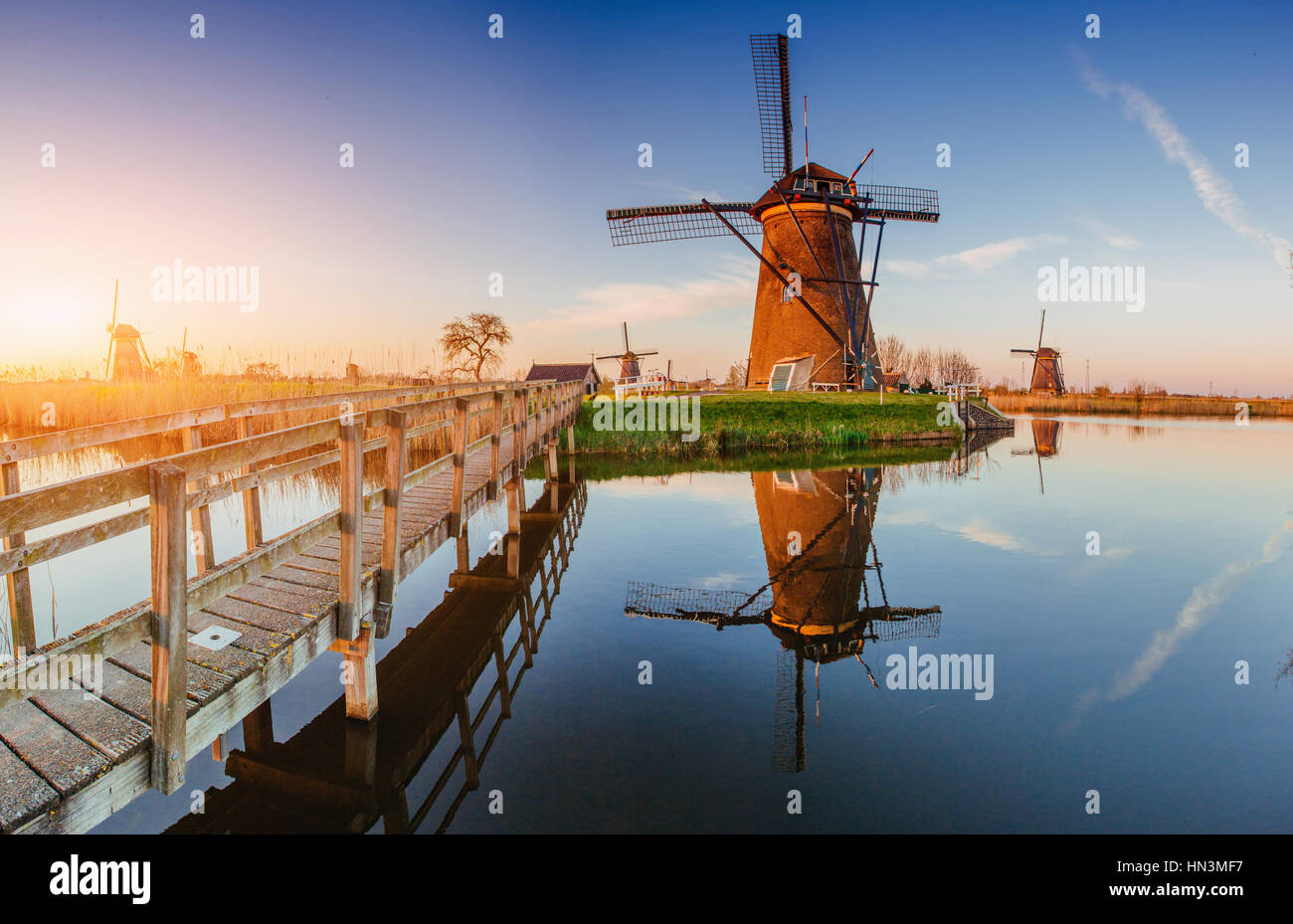 Traditional Dutch windmills from the channel Rotterdam Stock Photo - Alamy