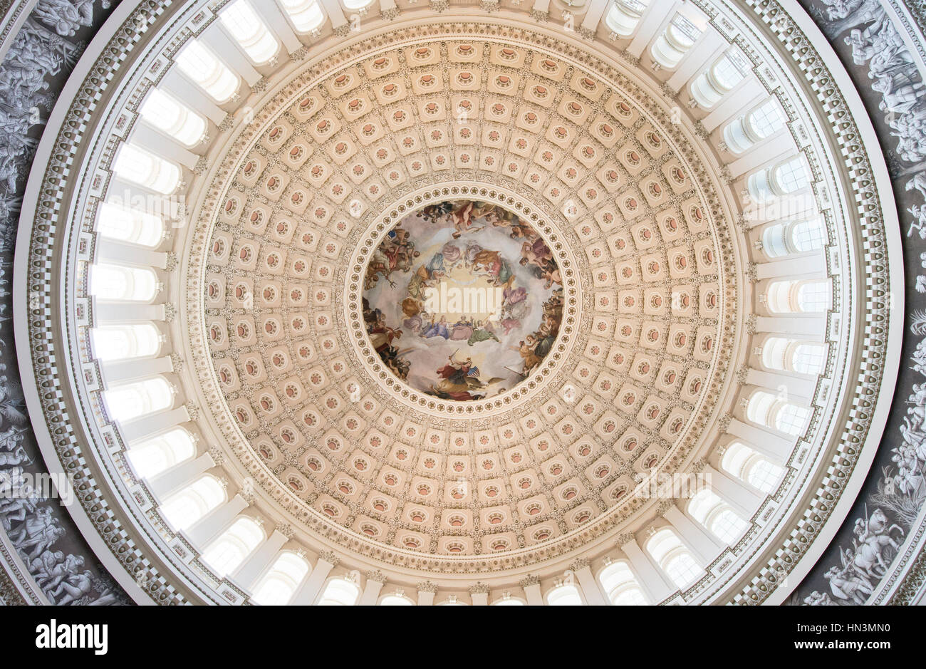 Interior view of the dome of the United States Capitol Building Stock ...