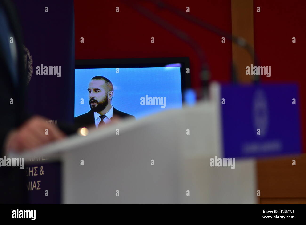 Athens, Greece. 07th Feb, 2017. Dimitris Tzanakopoulos, Greek Minister ...