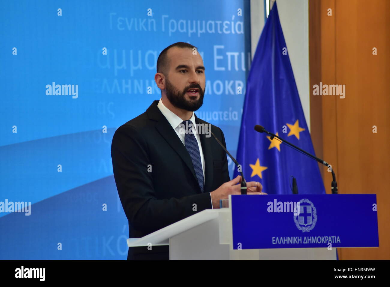 Athens, Greece. 07th Feb, 2017. Dimitris Tzanakopoulos, Greek Minister ...