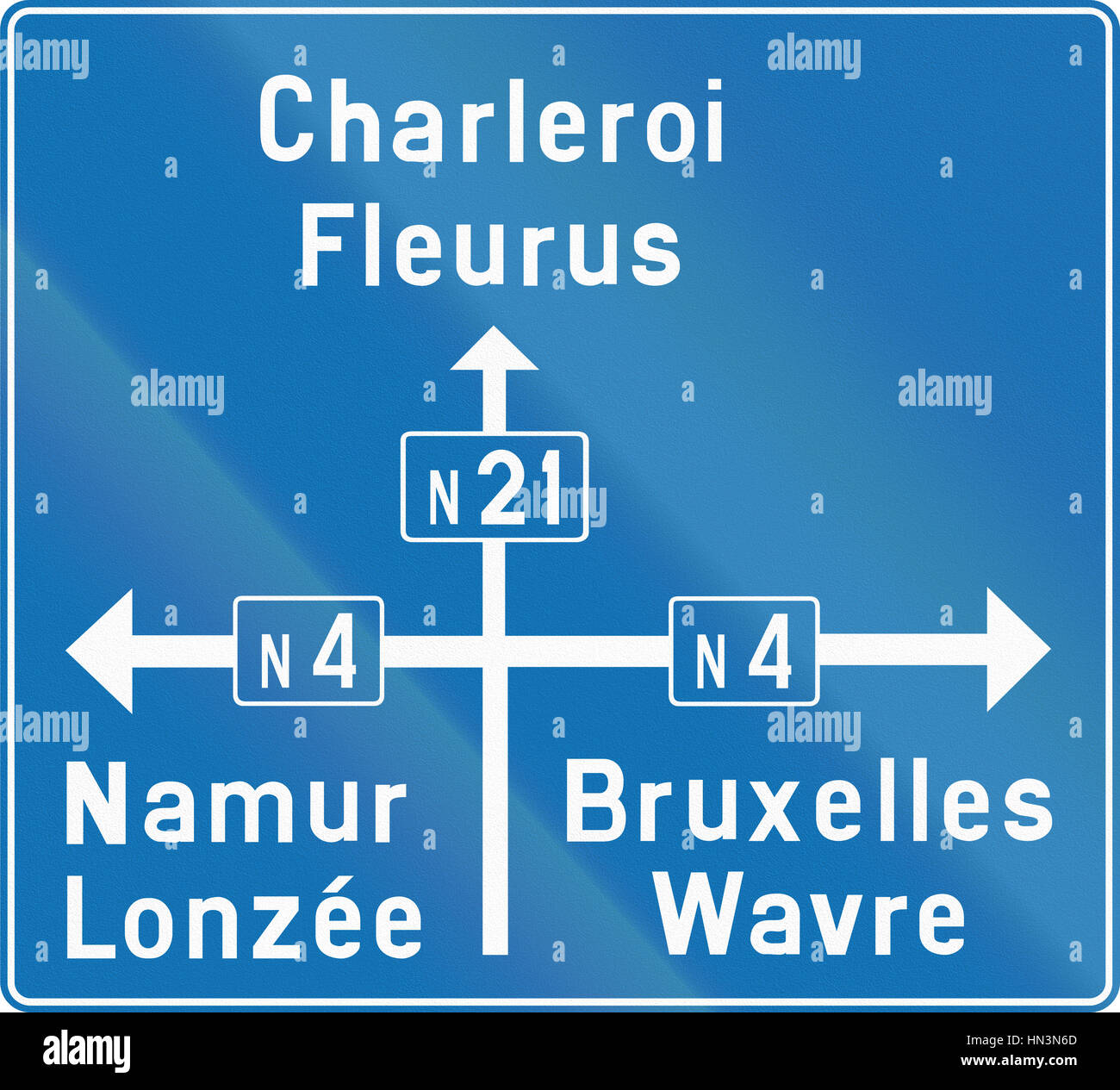 Direction road sign used in the country of Belgium Stock Photo - Alamy