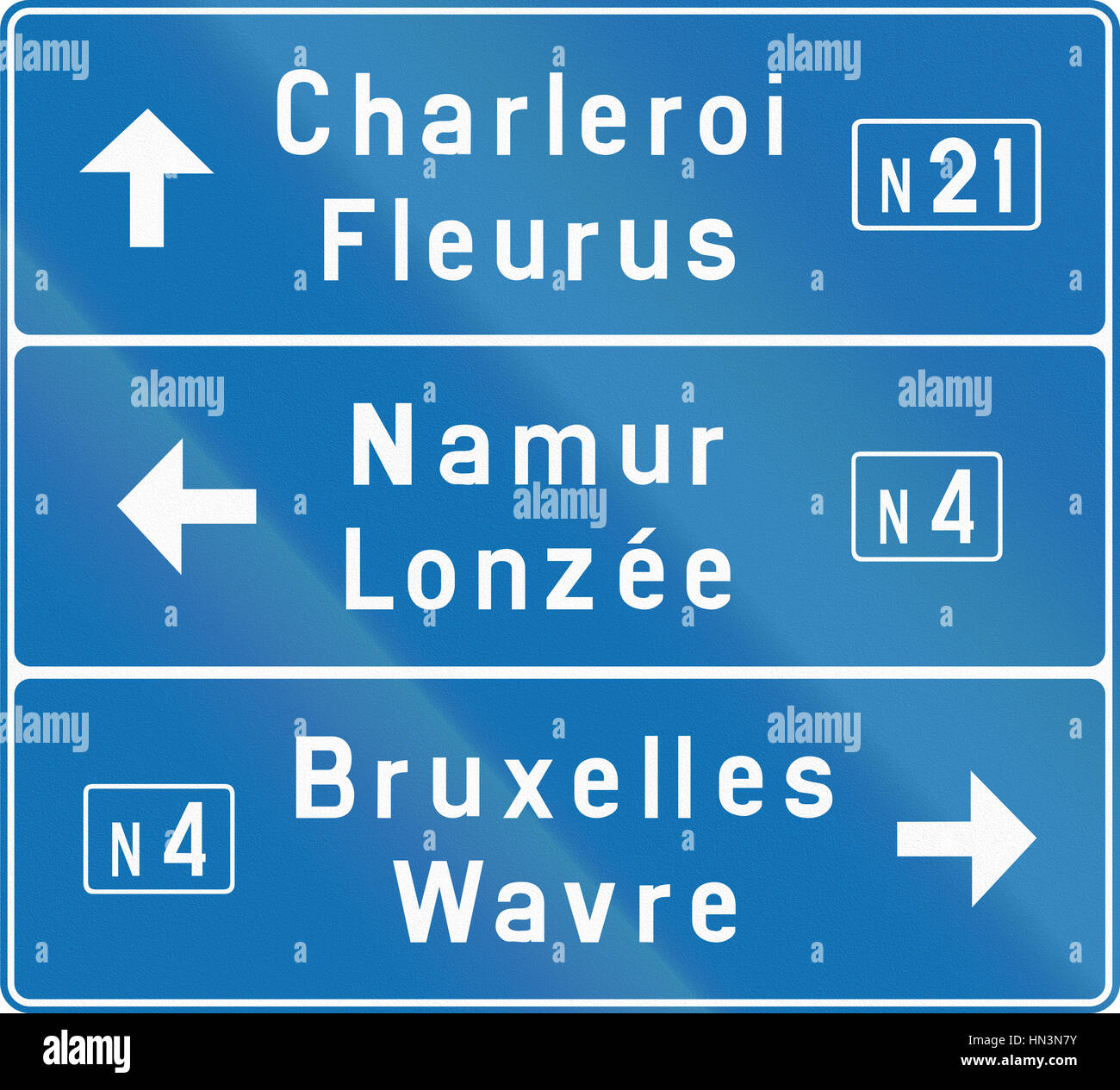 Direction road sign used in the country of Belgium Stock Photo - Alamy