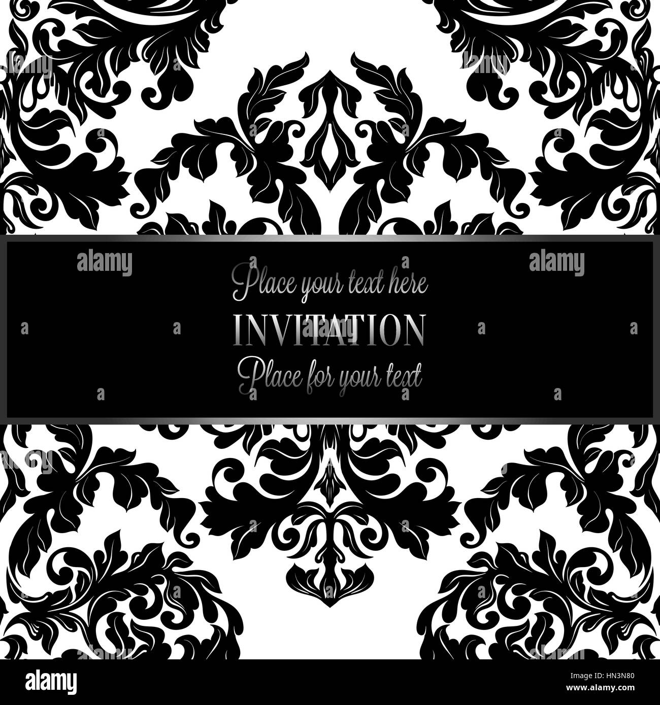Baroque background with antique, luxury black and white vintage frame ...