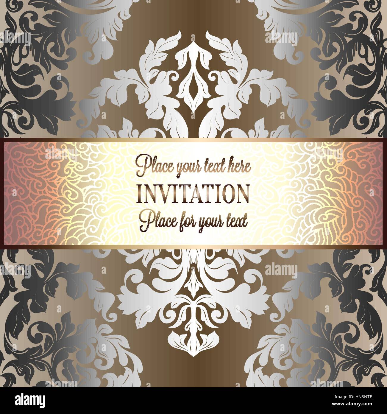 Baroque background with antique, luxury silver and gold vintage frame ...