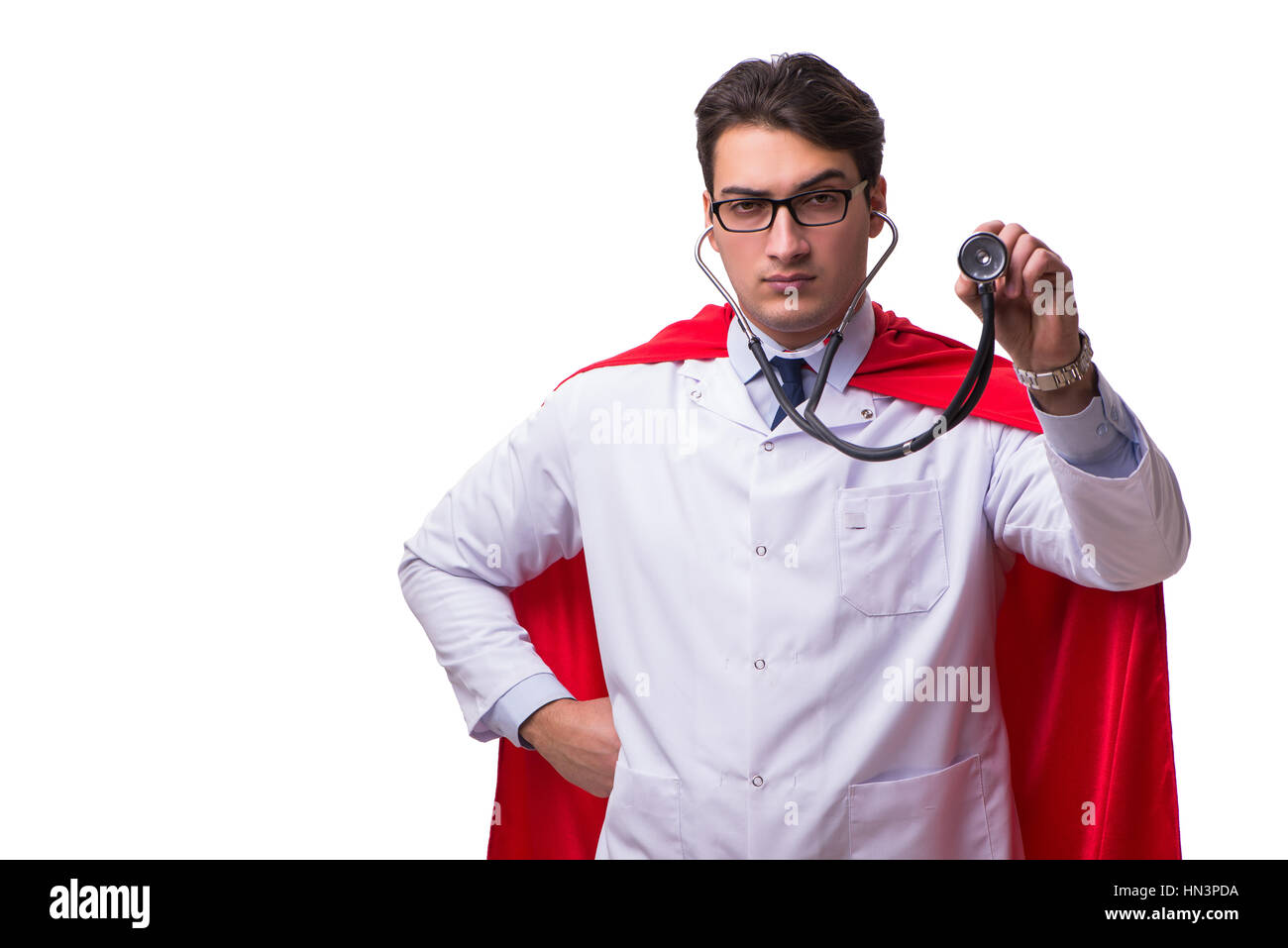 Super hero doctor isolated on white Stock Photo - Alamy