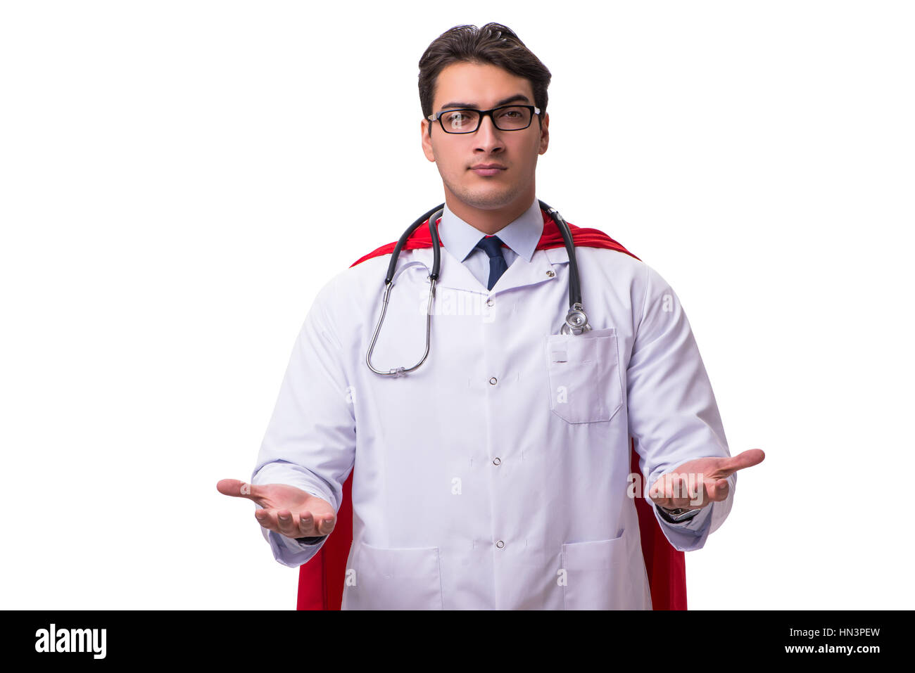 Super hero doctor isolated on white Stock Photo - Alamy