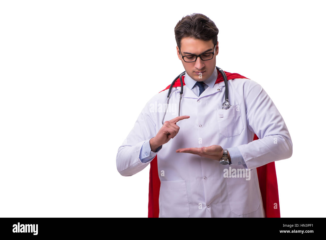 Super hero doctor isolated on white Stock Photo - Alamy
