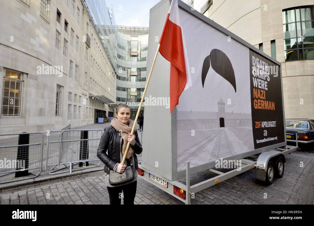 Mobile billboard with the inscription "Death Camps Were Nazi German ...