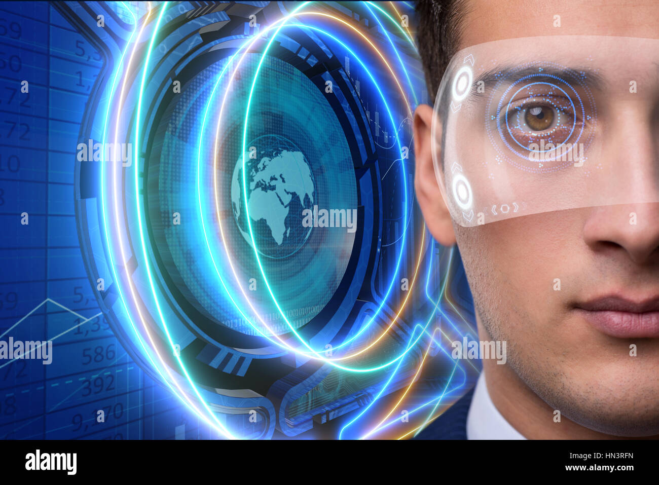 Futuristic vision concept with businessman Stock Photo - Alamy