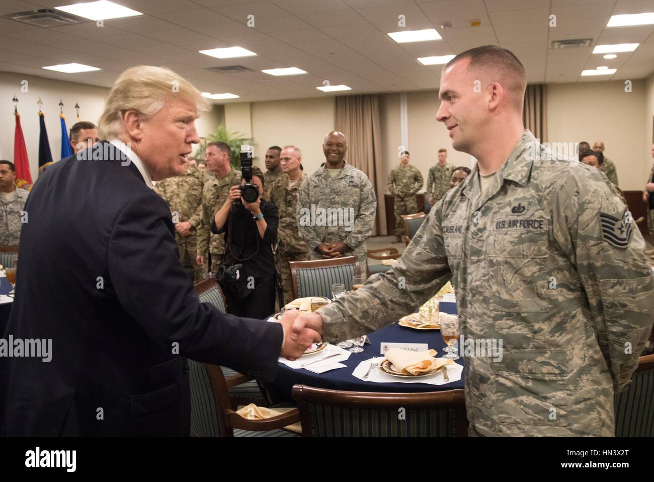 U.S President Donald Trump has lunch with troops during a visit to U.S ...