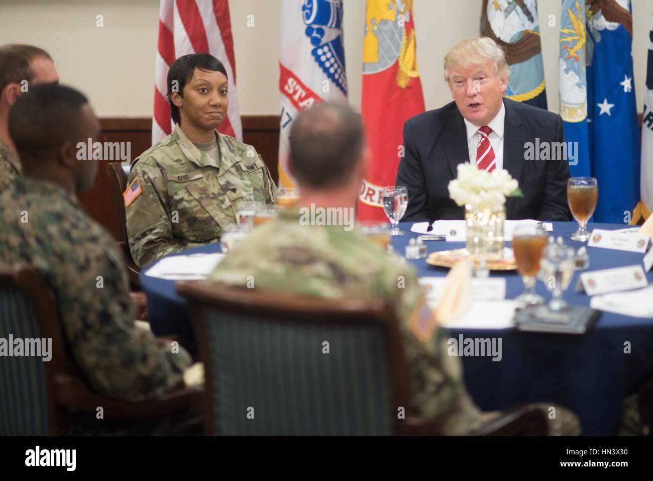 U.S President Donald Trump has lunch with troops during a visit to U.S ...