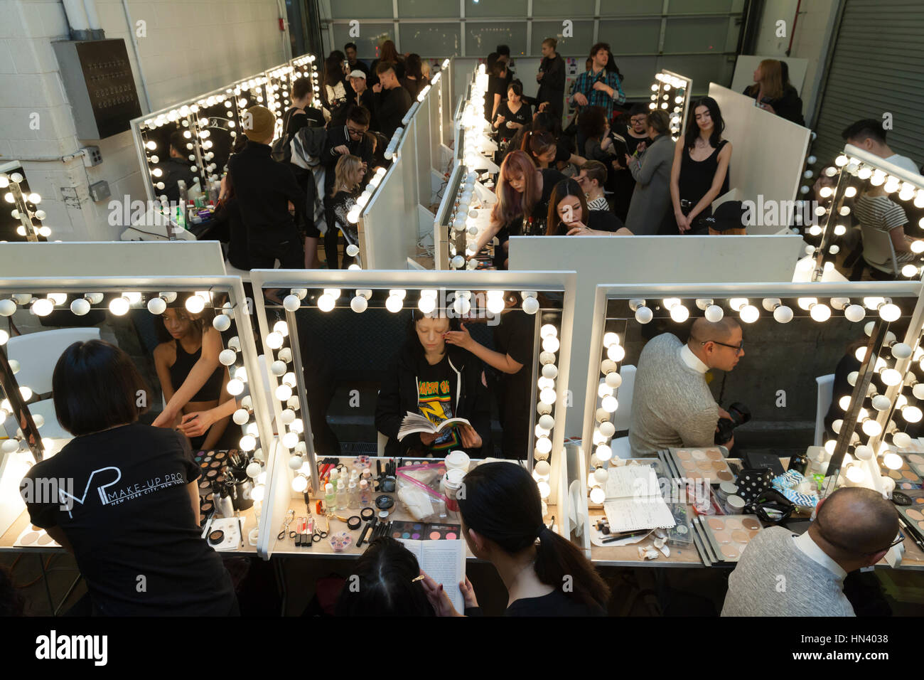 New York, NY USA - February, 7 2017: Models prepare backstage for Epson ...