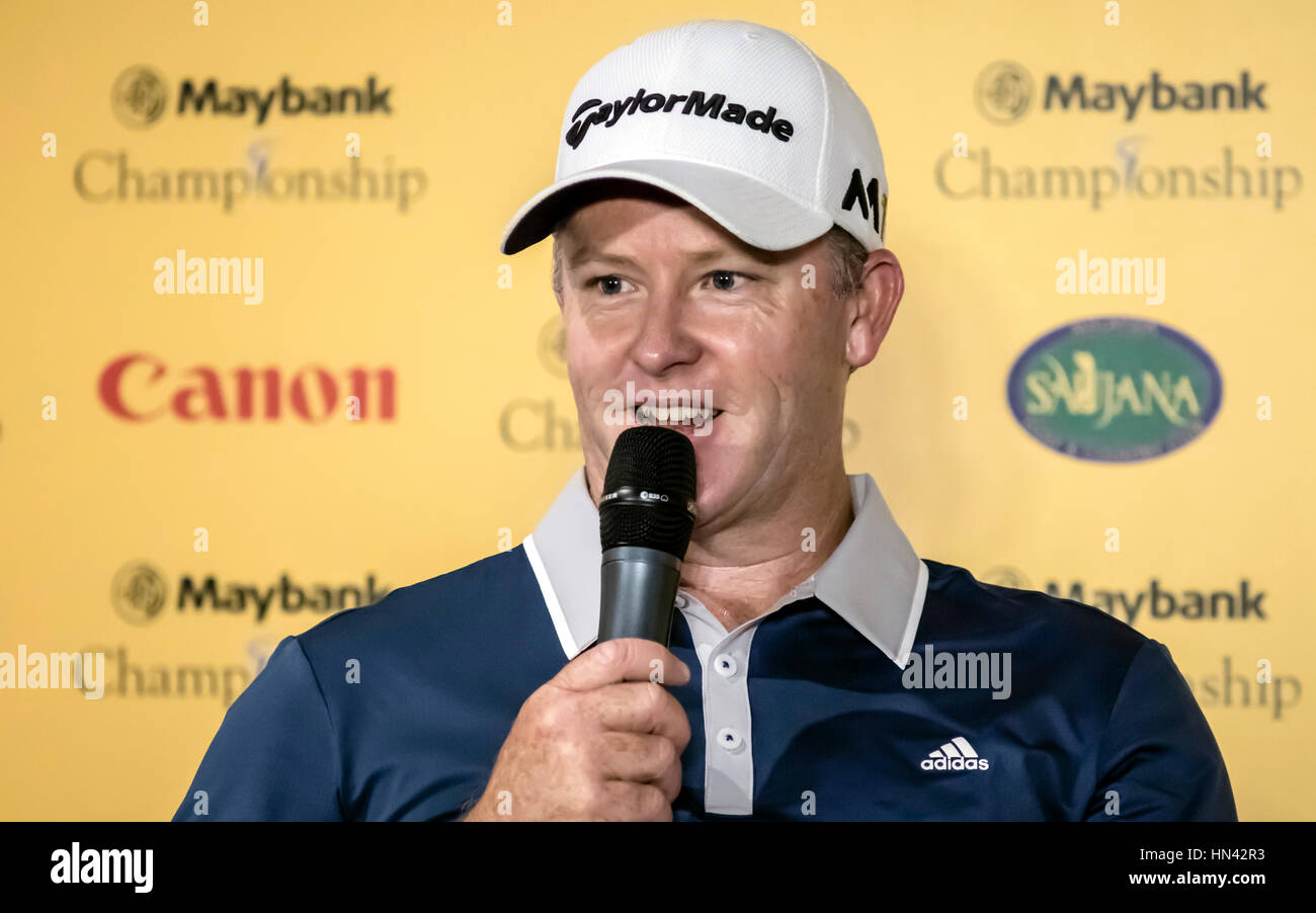 Kuala Lumpur, Malaysia. 8 Feb, 2017. Australian Marcus Fraser giving a ...