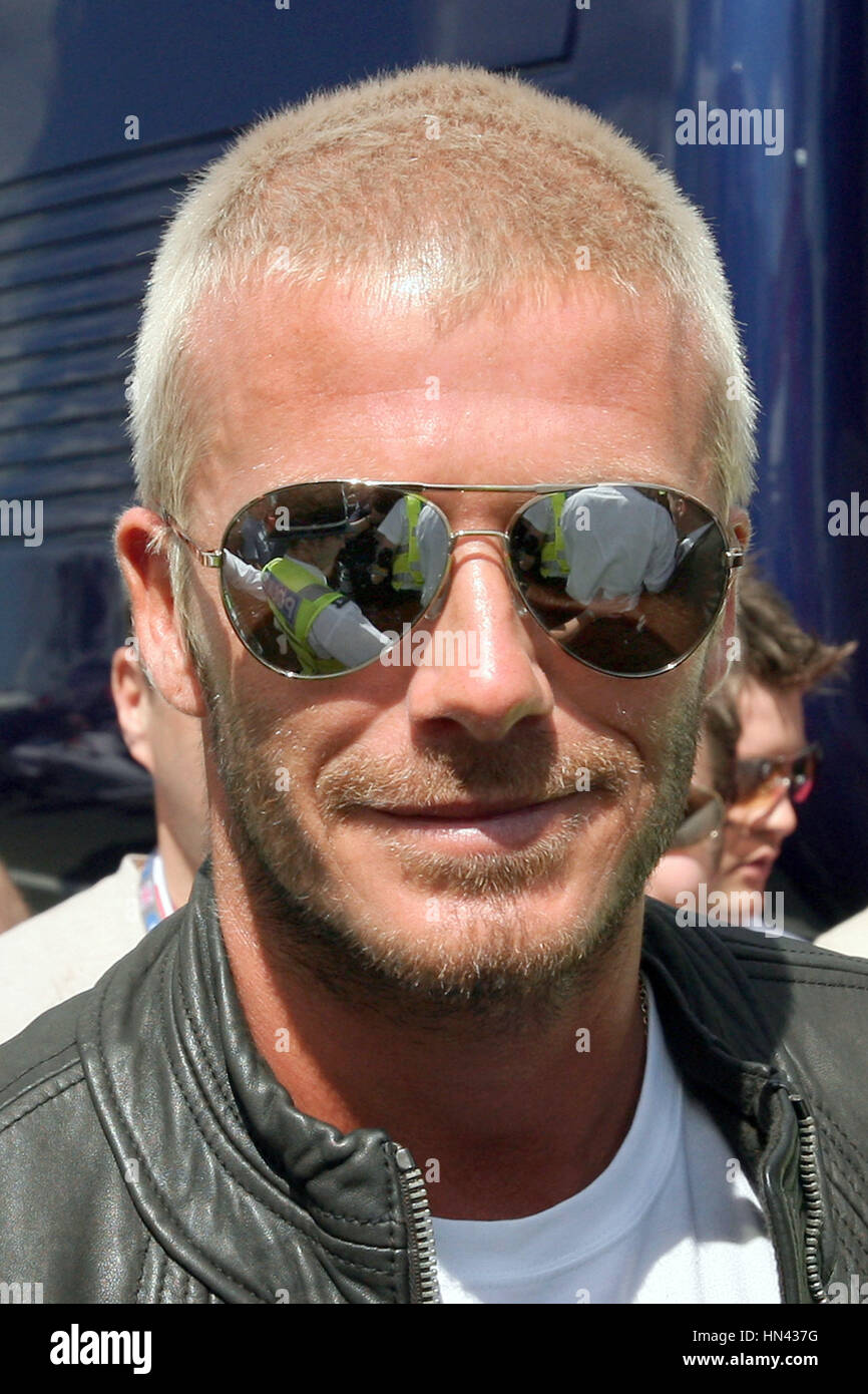 David Beckham poses prior to the 2007 Formula 1 British Grand Prix at ...
