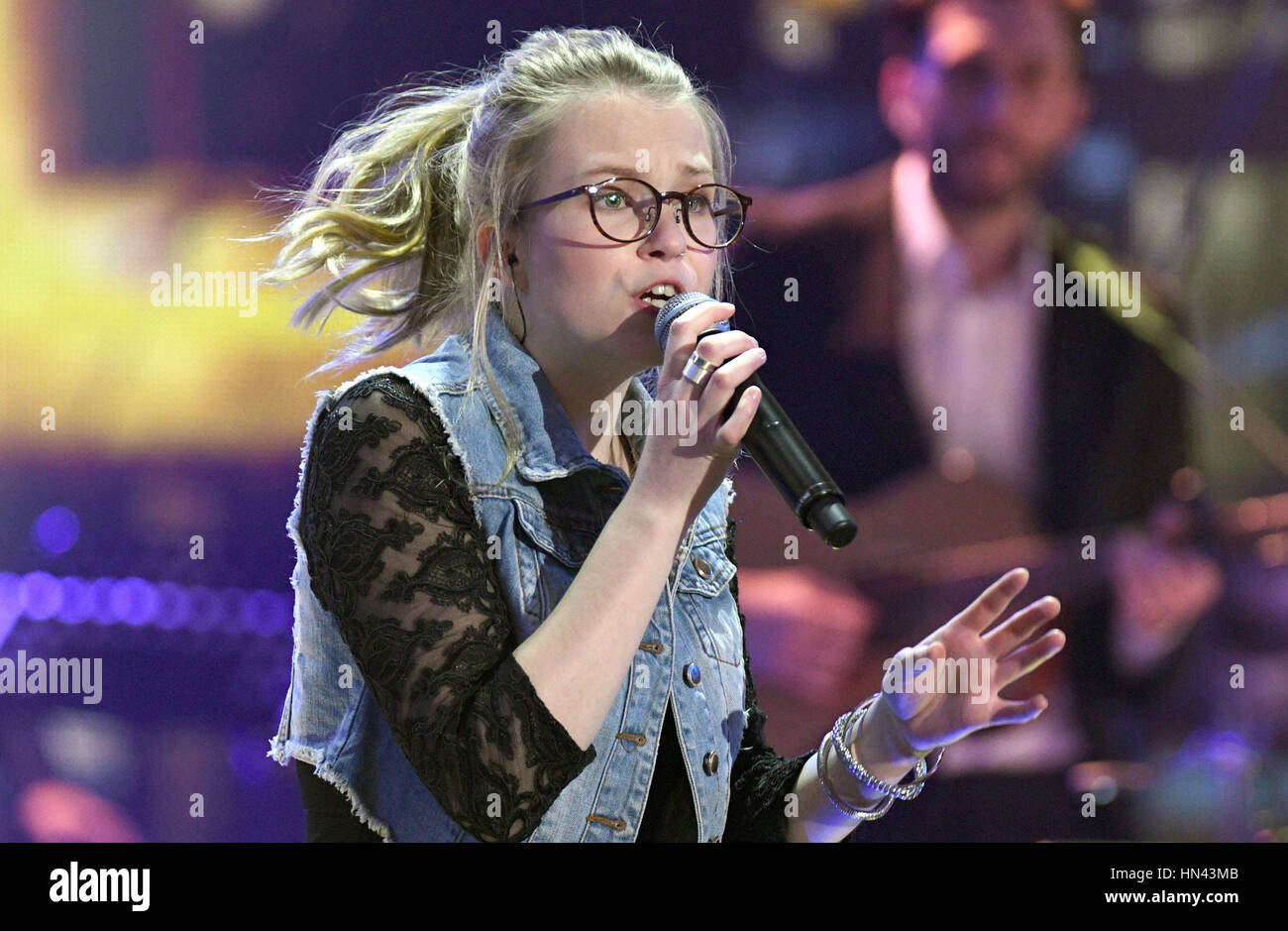 Cologne, Germany. 8th Feb, 2017. The singer Helene Nissen stands on ...
