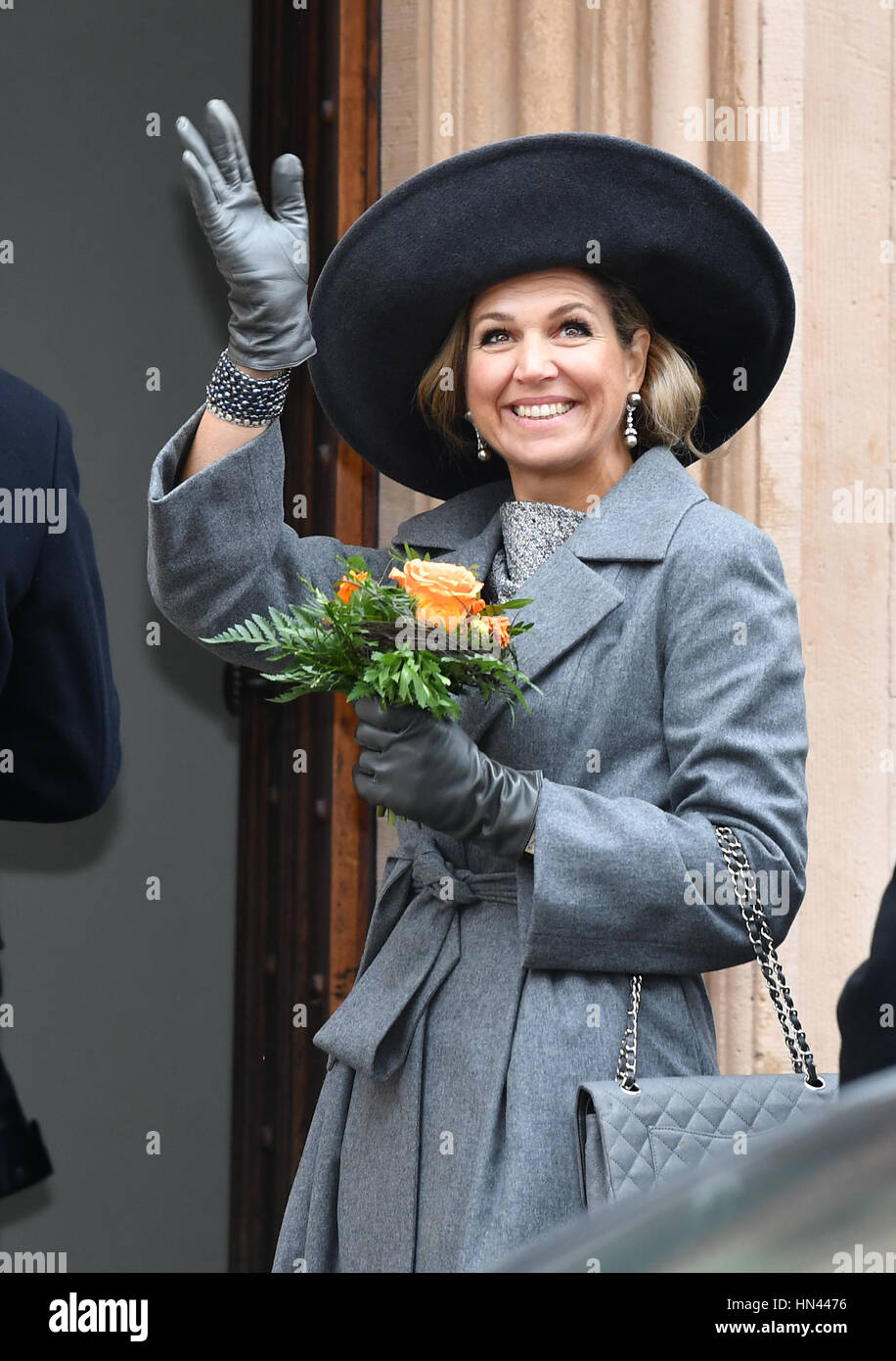 Weimar, Germany. 8th Feb, 2017. Queen Maxima of the Netherlands waves ...