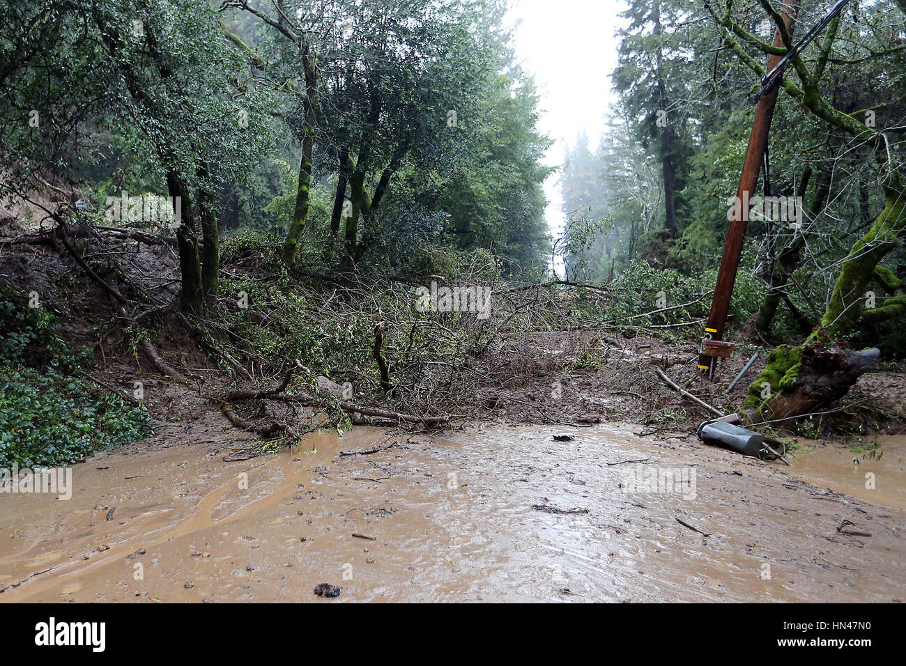 Napa, CA, USA. 7th Feb, 2017. A mud slide closed the roadway in the ...