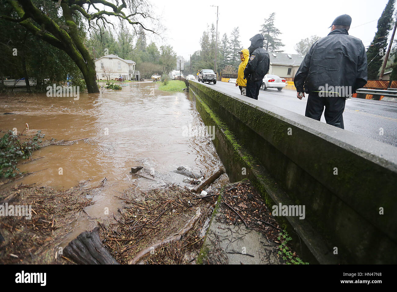 Napa, CA, USA. 7th Feb, 2017. Sarco Creek near Silverado Trail was ...