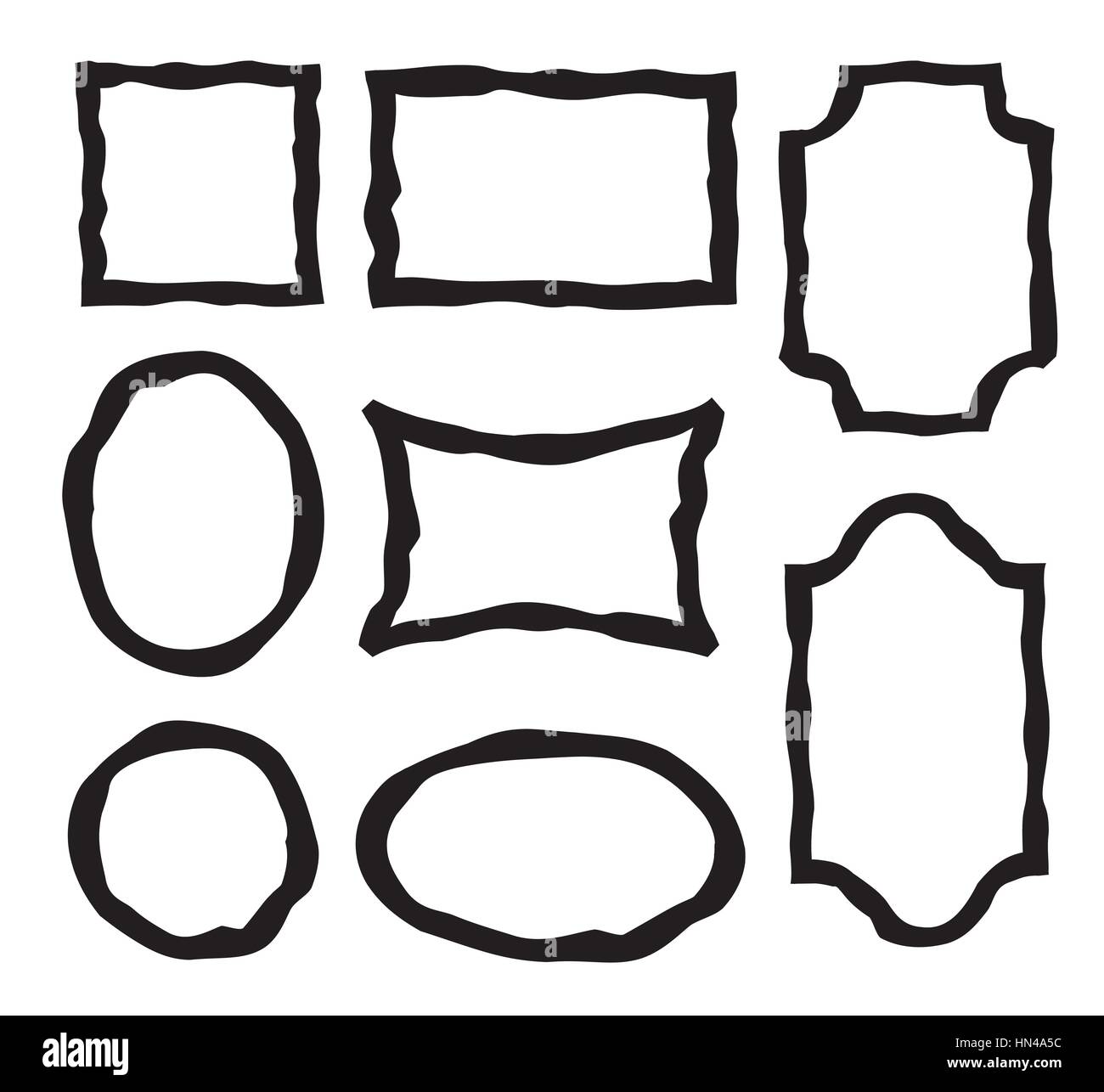 Vector grunge frames. Set of destressed frames. Stylish brushed border ...