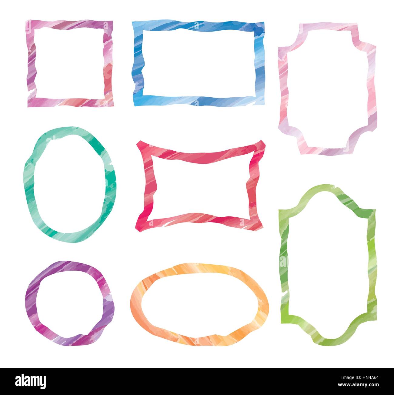 Vector doodle frames. Set of watercolor sketch geometric form frames ...