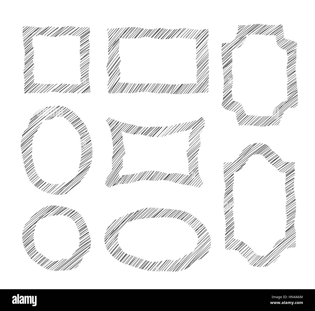 Vector doodle frames. Set of sketching geometric form frames. Stylish ...