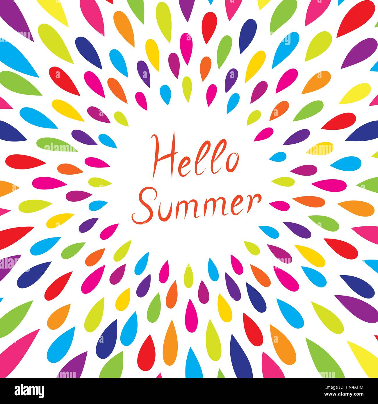 Hello summer background. Summer holidays cover with sun and ray beams ...