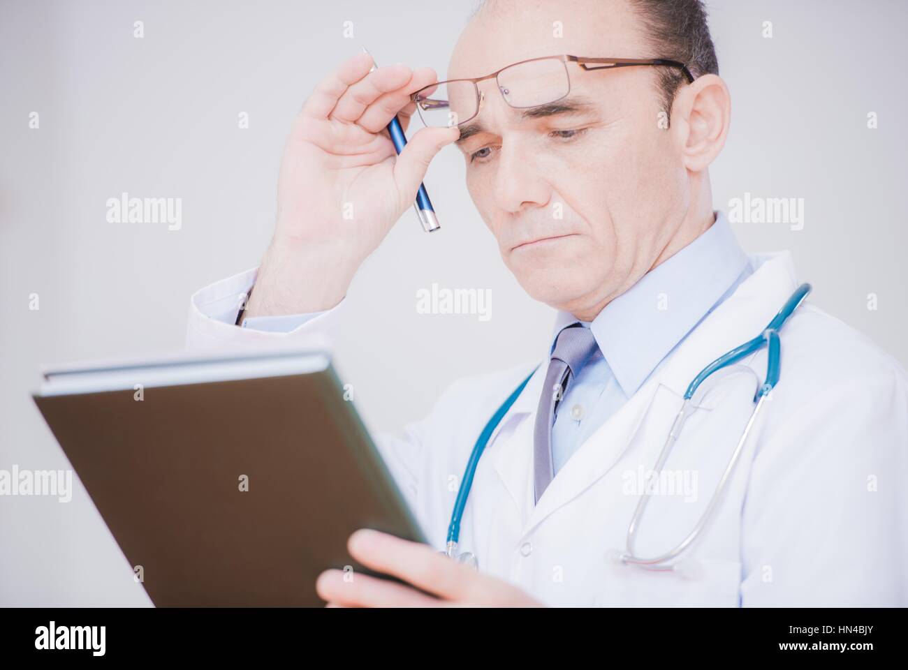 Medical Doctor Research Documentation. Caucasian Doctor Stock Photo - Alamy
